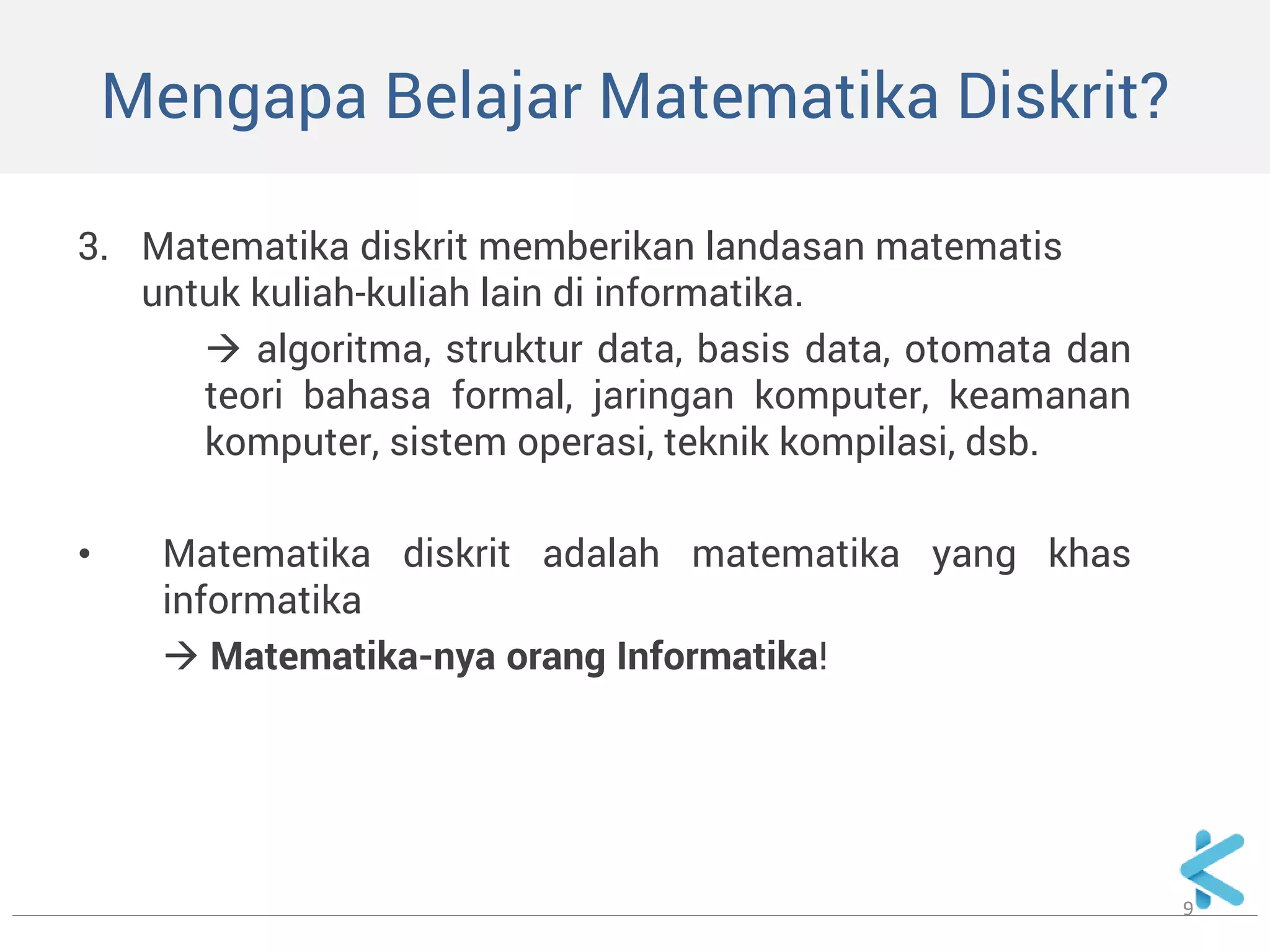 Matematika Diskrit - 01 pengantar matematika diskrit | PDF