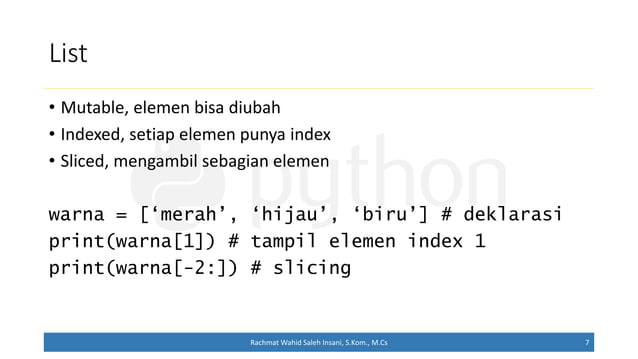#1 PENGENALAN PYTHON | PPTX