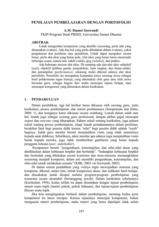 01 penilaian portofolio (slamet soewandi) | PDF