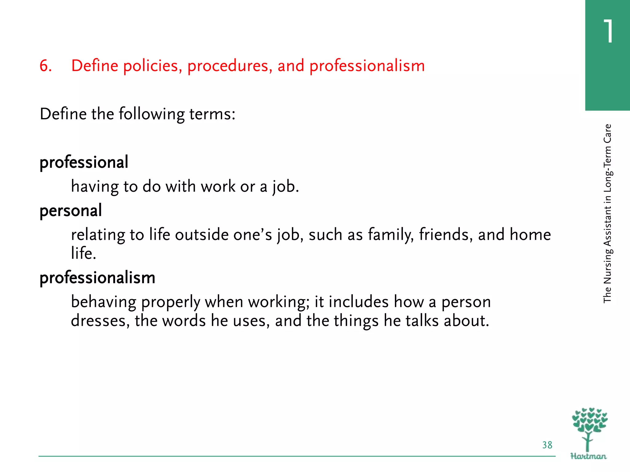 01 ppt hartman's nursing assistant care the basics 5e | PPTX | Health Insurance | Insurance