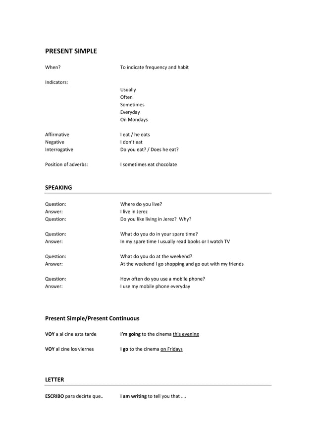 B1 - present cont & present simp | PDF