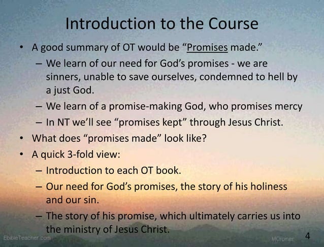 Session 01 Old Testament Overview - Promises Made | PPT