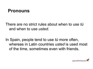 Spanish lesson - Pronombres (pronouns) | PPTX