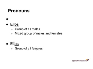 Spanish lesson - Pronombres (pronouns) | PPTX