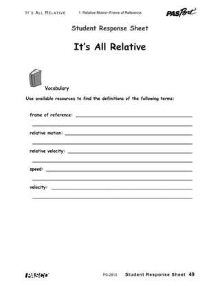 01 relative motion frames of reference | PDF