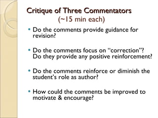 Responding to Student Writing | PPT