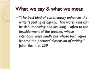 Responding to Student Writing | PPT