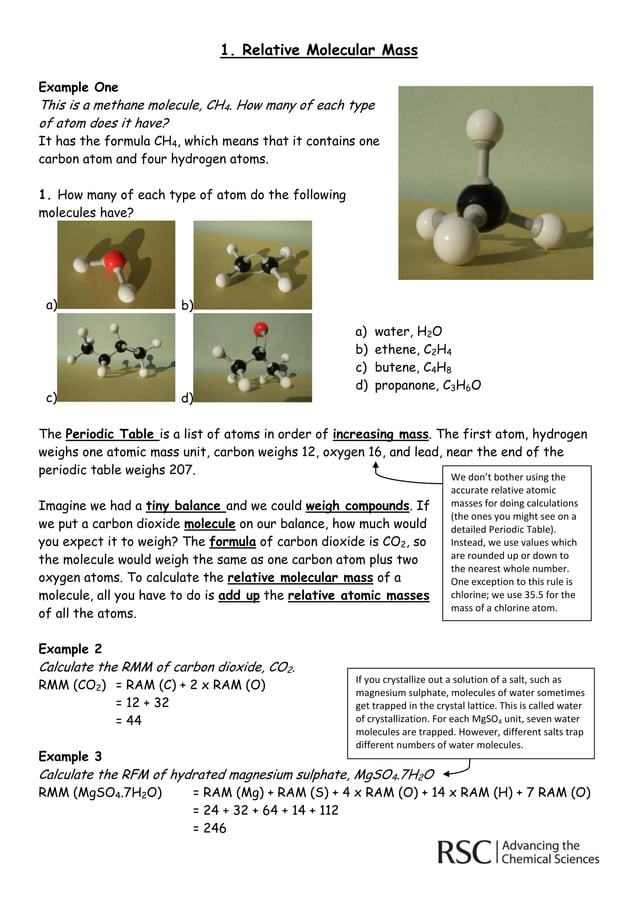 01 Relative Molecular Mass | PDF | Chemistry | Science