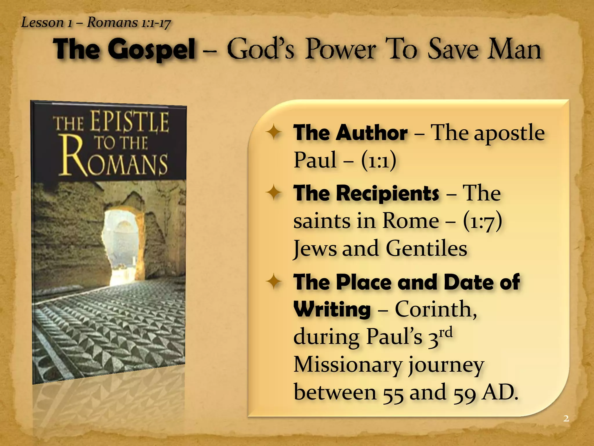 01 romans intro_theme | PDF | Christianity | Religion & Spirituality