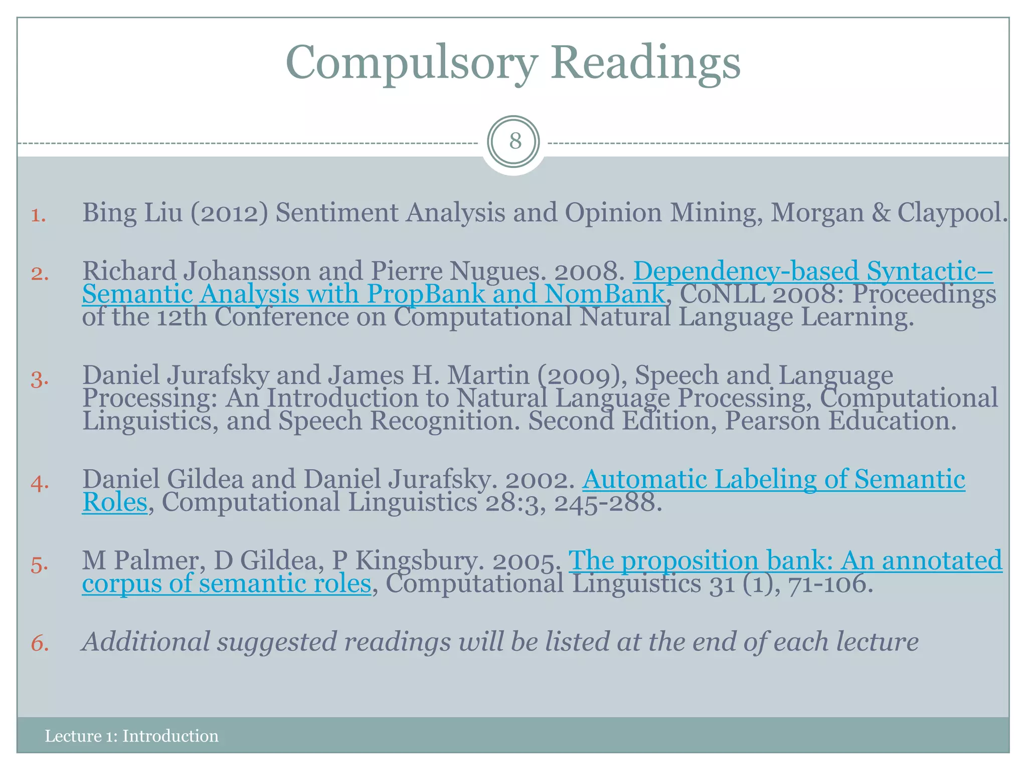 Lecture 1: Semantic Analysis in Language Technology | PPTX