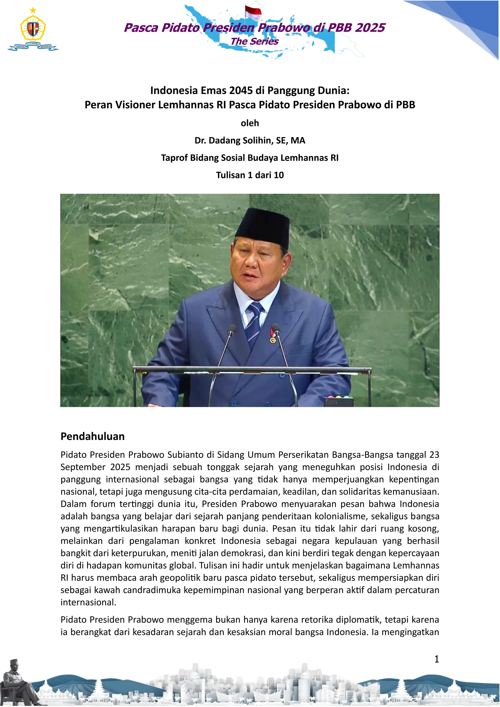 Indonesia Emas 2045 di Panggung Dunia: Peran Visioner Lemhannas RI ...