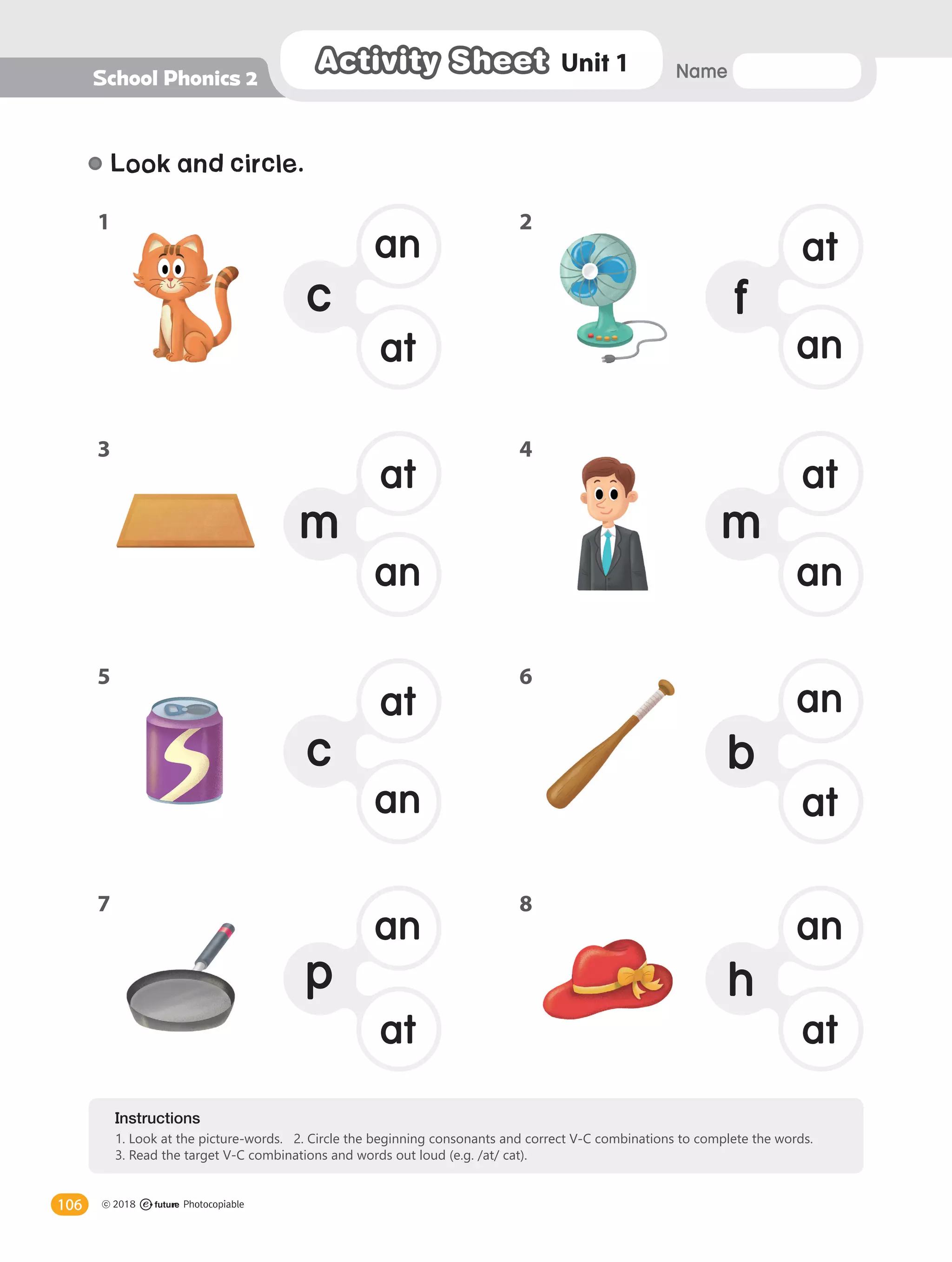 01_School Phonics_Book2_Activity Sheet_Unit1.pdf | Education