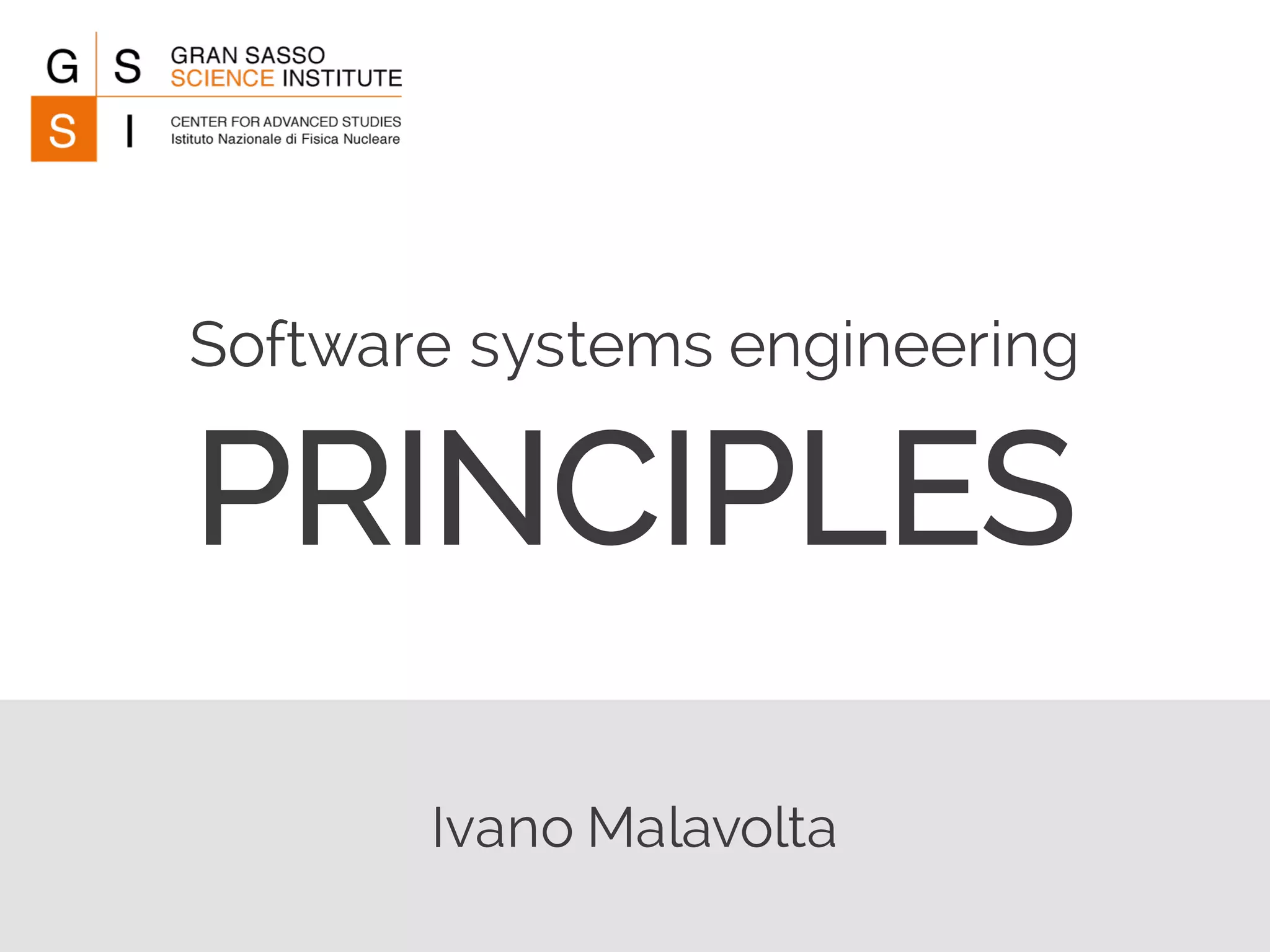 [2015/2016] Software systems engineering PRINCIPLES | PPT