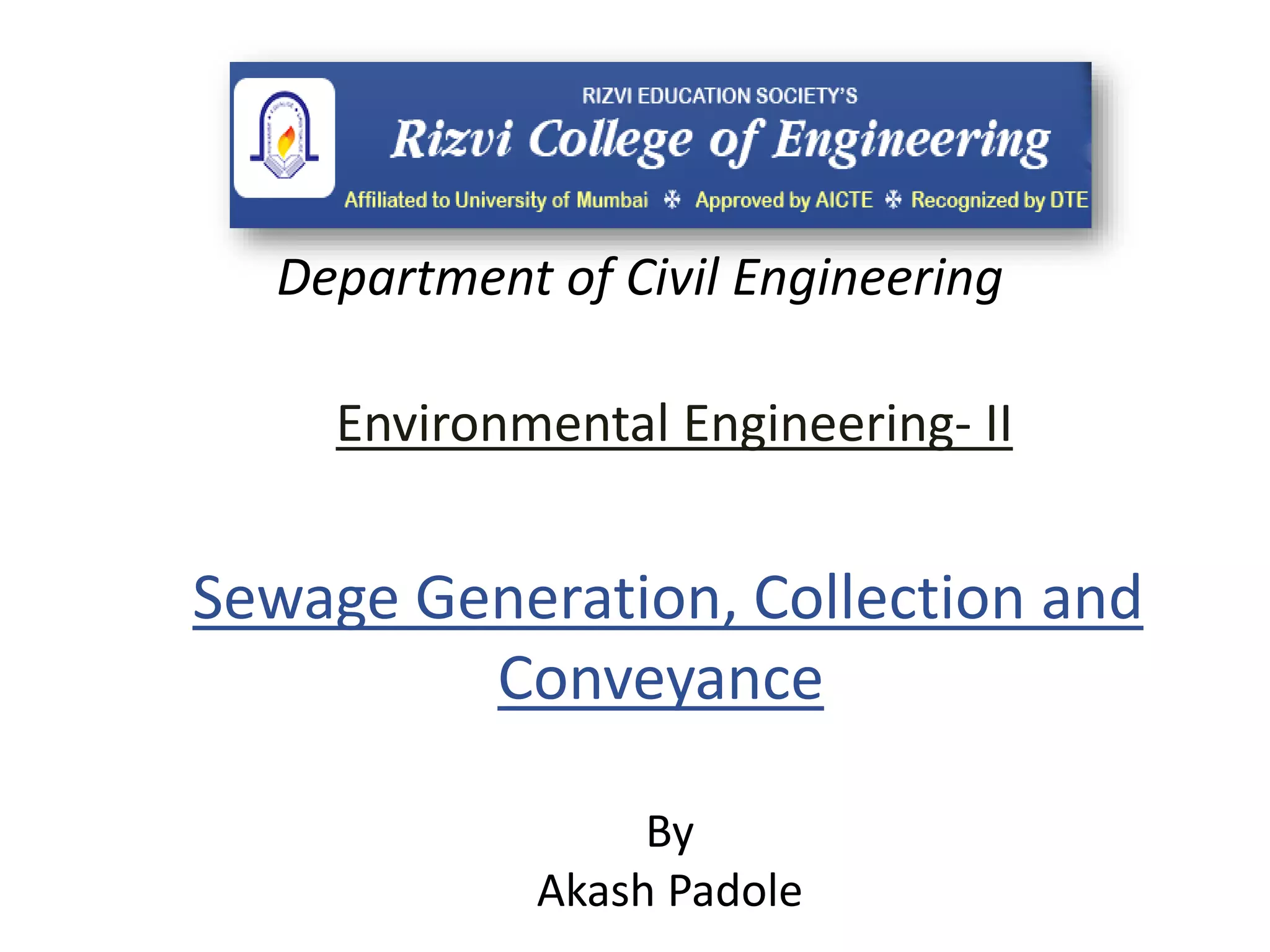 01 Sewage Generation, Collection and Conveyance | PDF