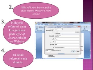 Proses menyisipkan citation dan daftar pustaka | PPTX