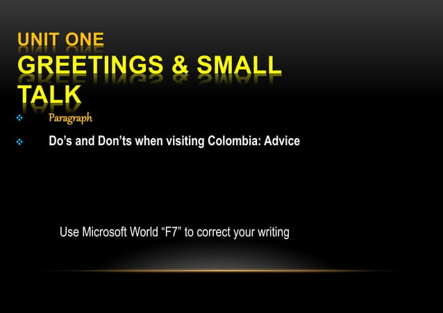 Skills 1 - U.1: Greetings & Small Talk | PPTX