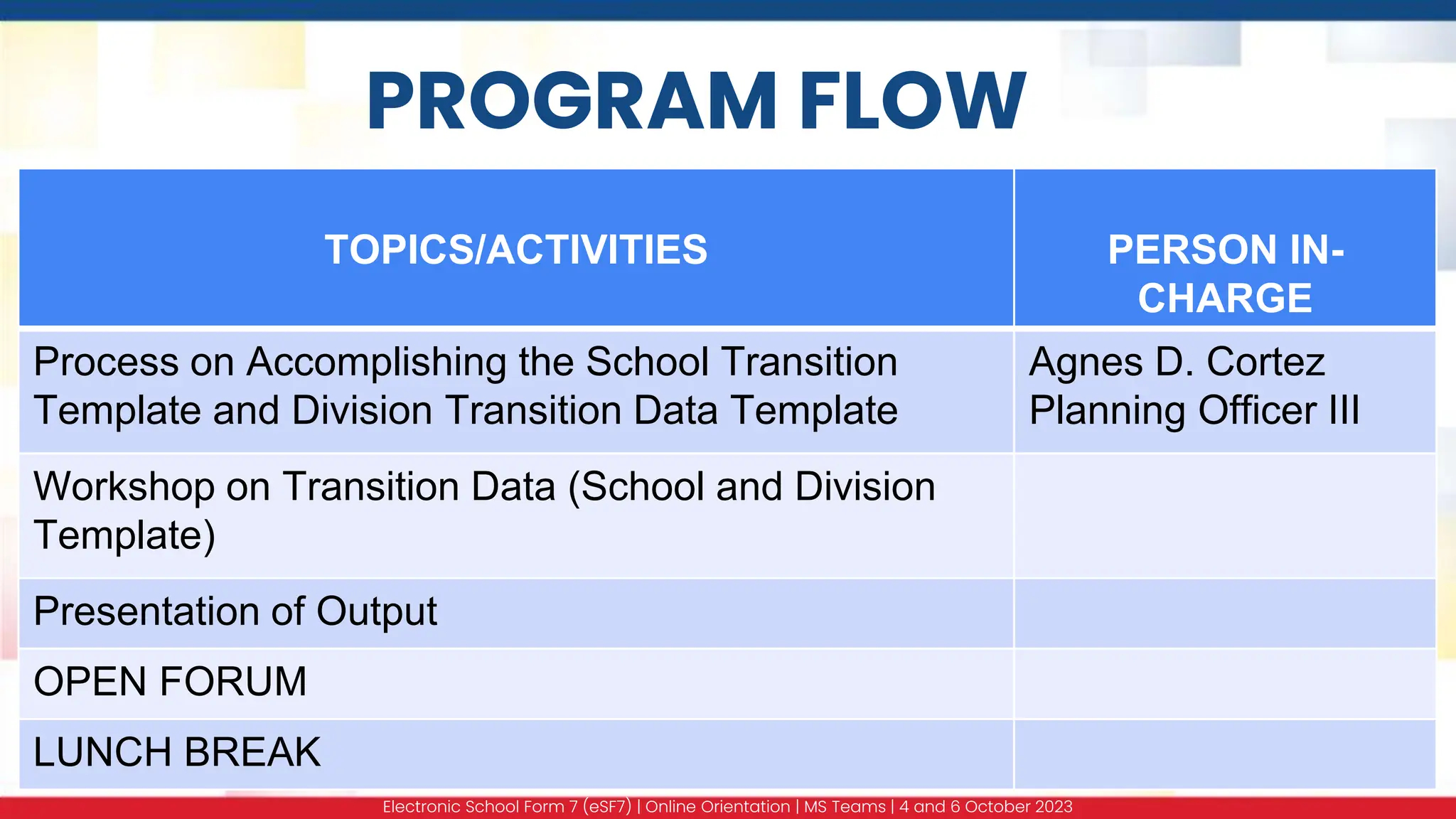 01 Slides - Div. Transition Data and eSF7 Orientation.pptx