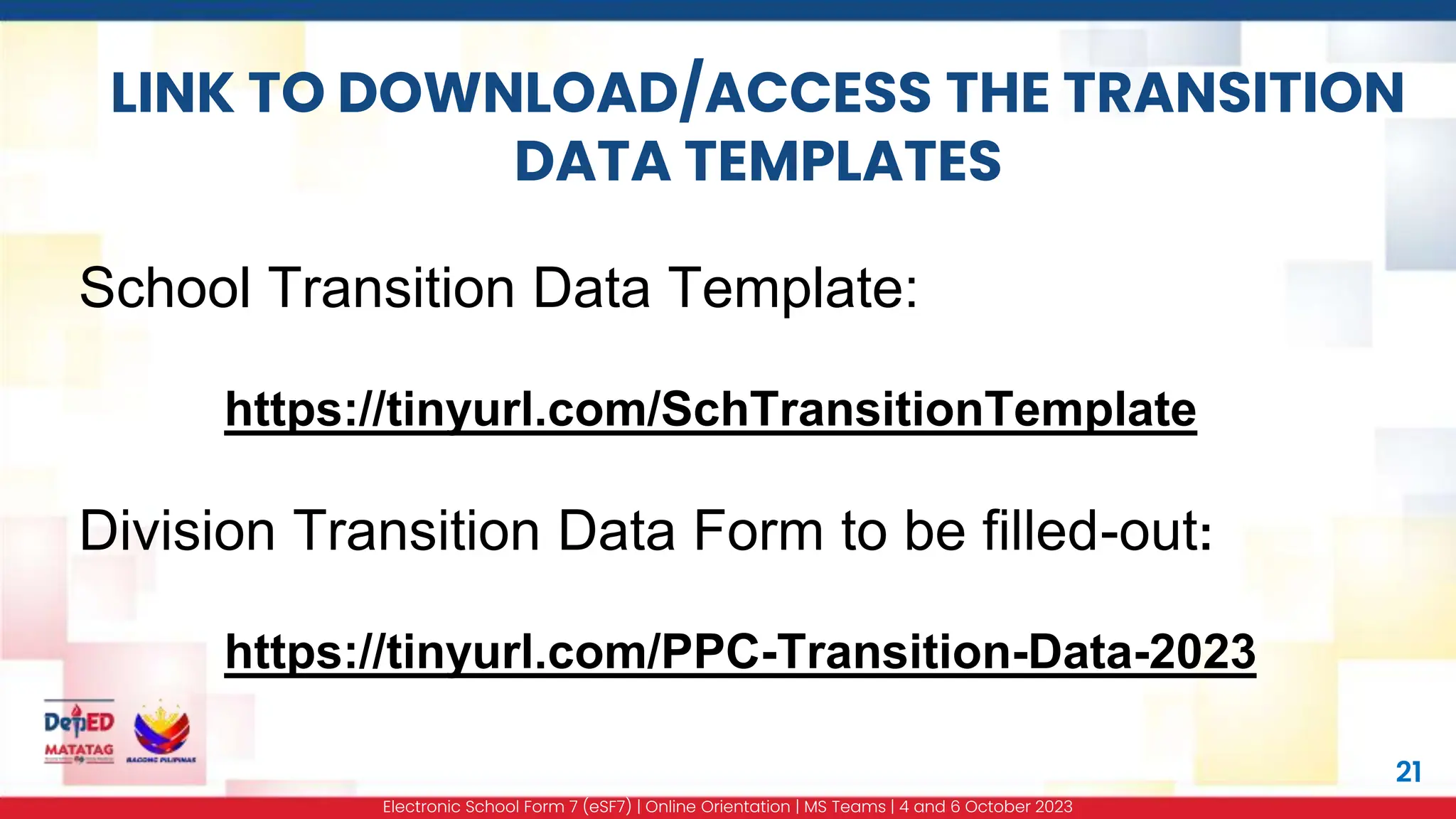 01 Slides - Div. Transition Data and eSF7 Orientation.pptx