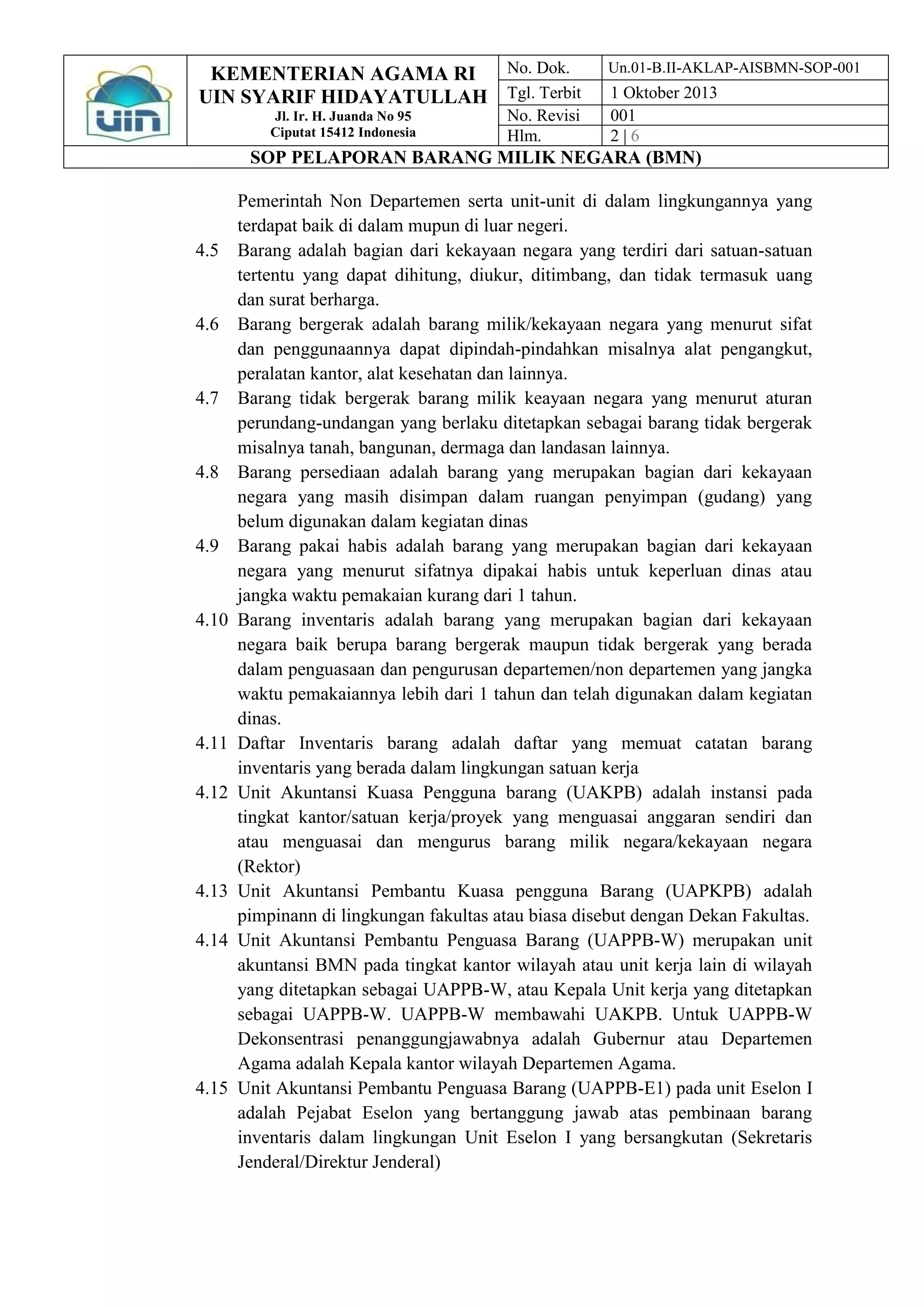 01 sop pelaporan_bmn | PDF