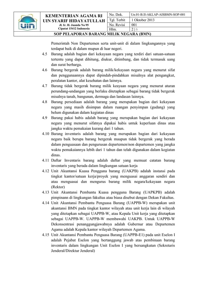 01 sop pelaporan_bmn | PDF