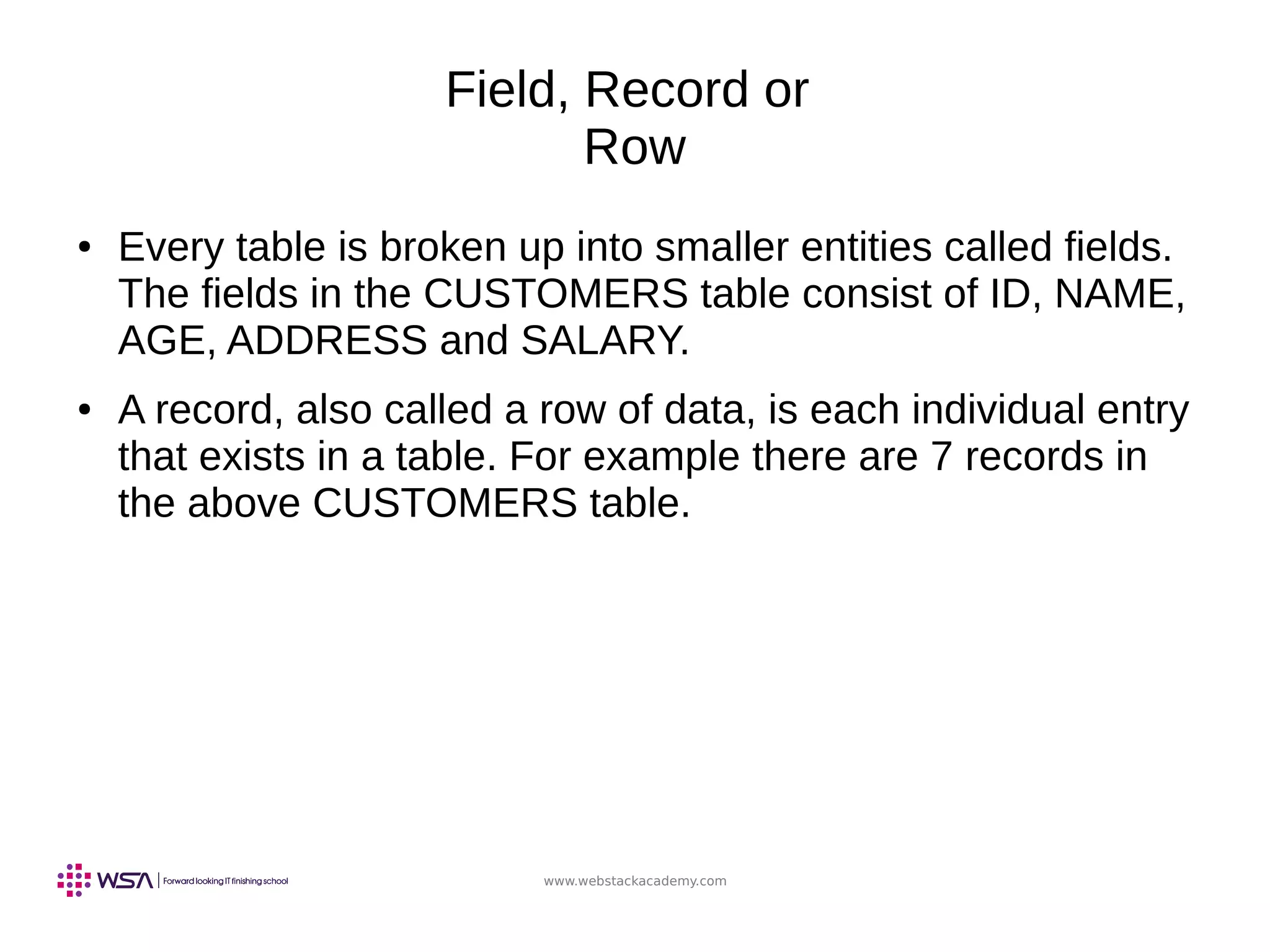 Sql Rdbms Concepts Ppt 