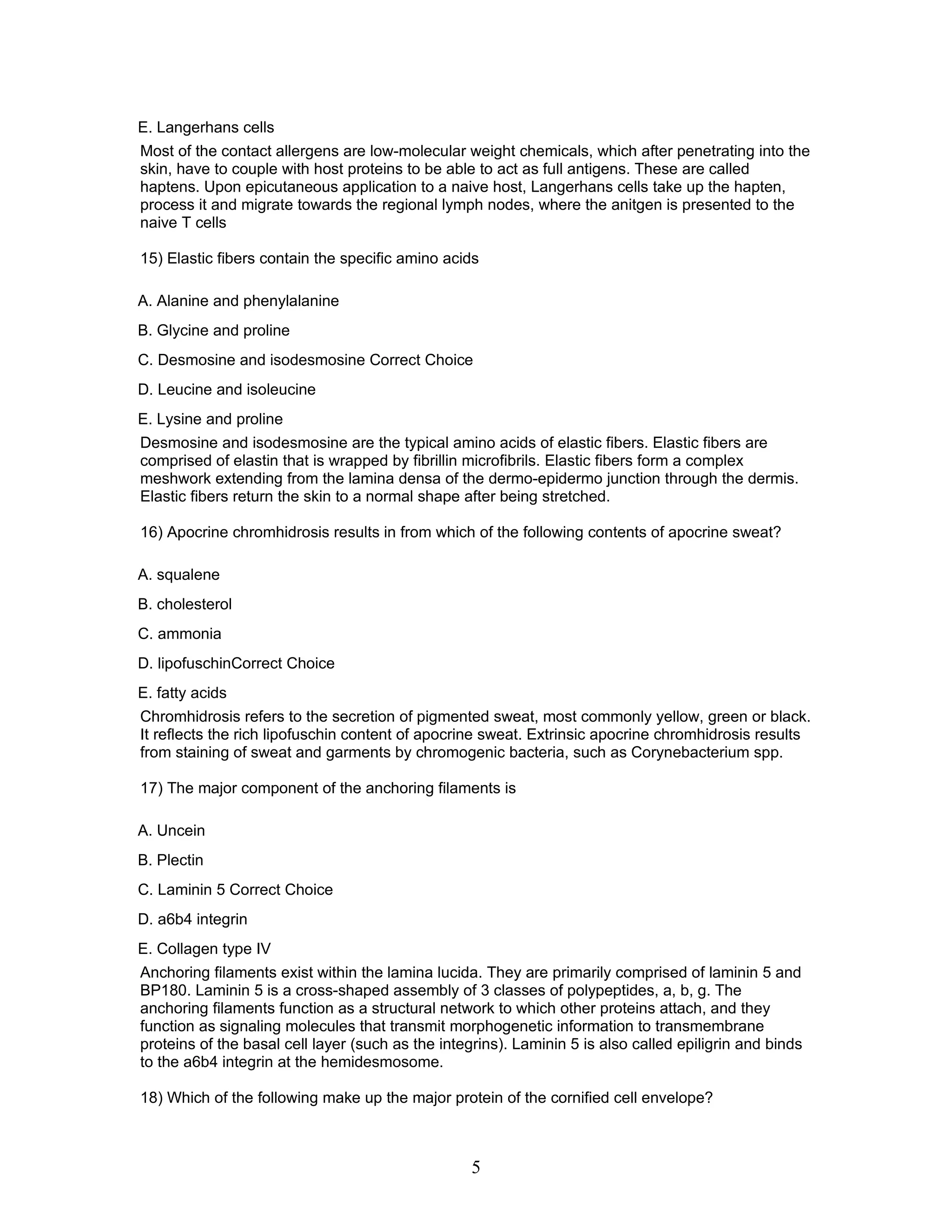 ETAS_MCQ_01 structures of skin | DOC | Skin and Dermatology | Diseases and Conditions