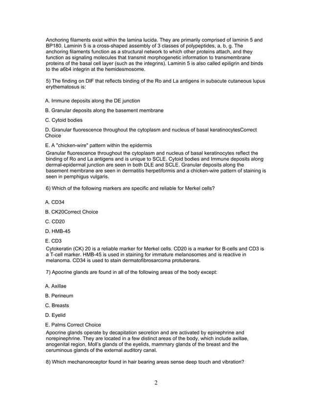 ETAS_MCQ_01 structures of skin | DOC | Skin and Dermatology | Diseases and Conditions