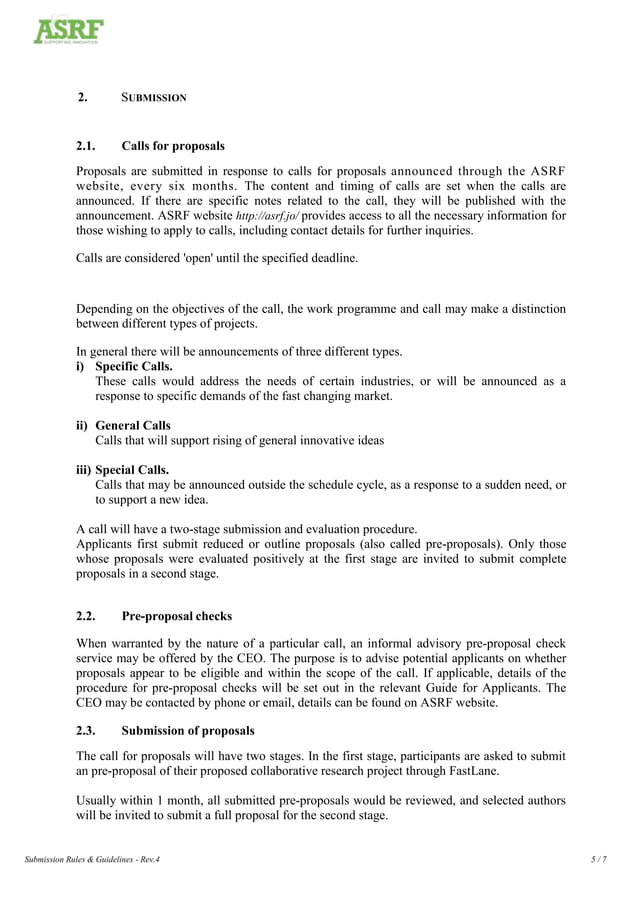 ASRF Submission rules & guidelines | PDF | Free Download