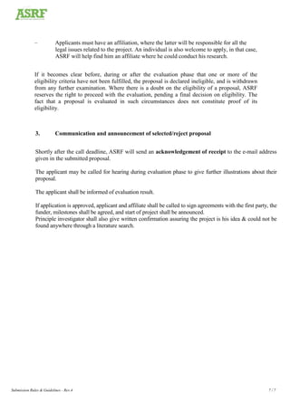 ASRF Submission rules & guidelines | PDF | Free Download
