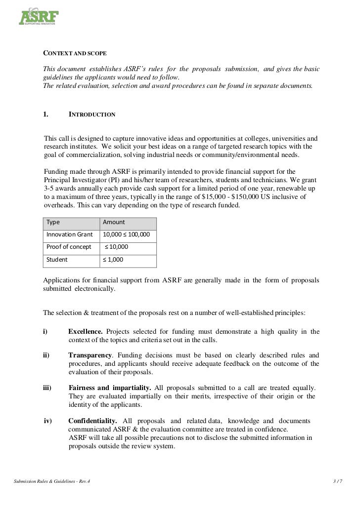 ASRF Submission rules & guidelines