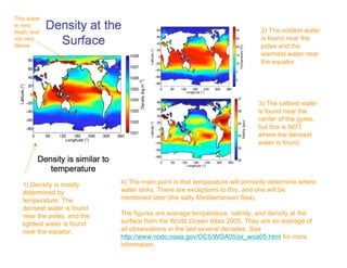 Density of seawater , correlations related to the calculation | PPT