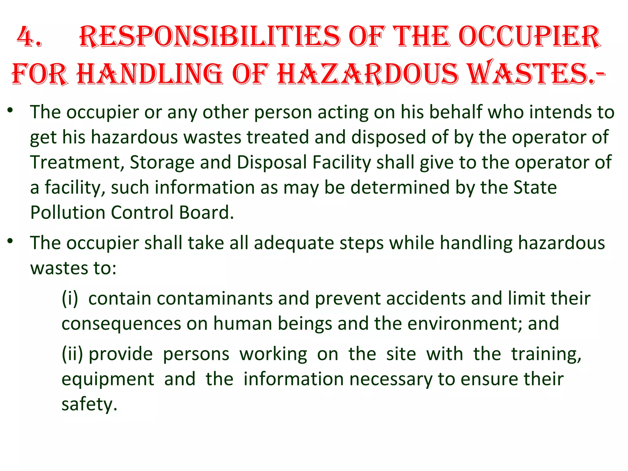 01 the hazardous wastes (management, handling & | PPT