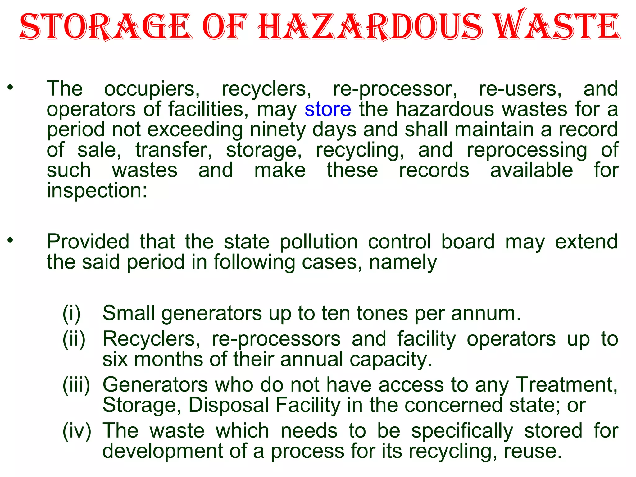 01 the hazardous wastes (management, handling & | PPT