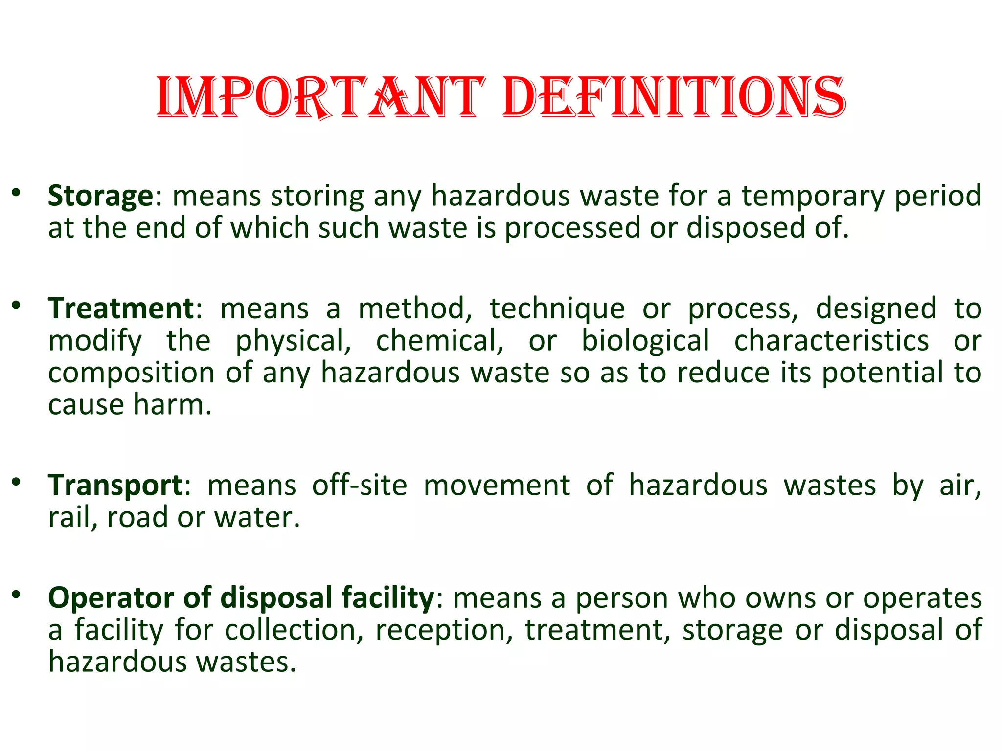 01 the hazardous wastes (management, handling & | PPT
