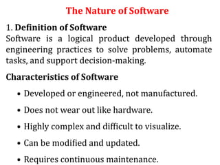 01 The Nature of Software and Characteristics of Software | PPTX