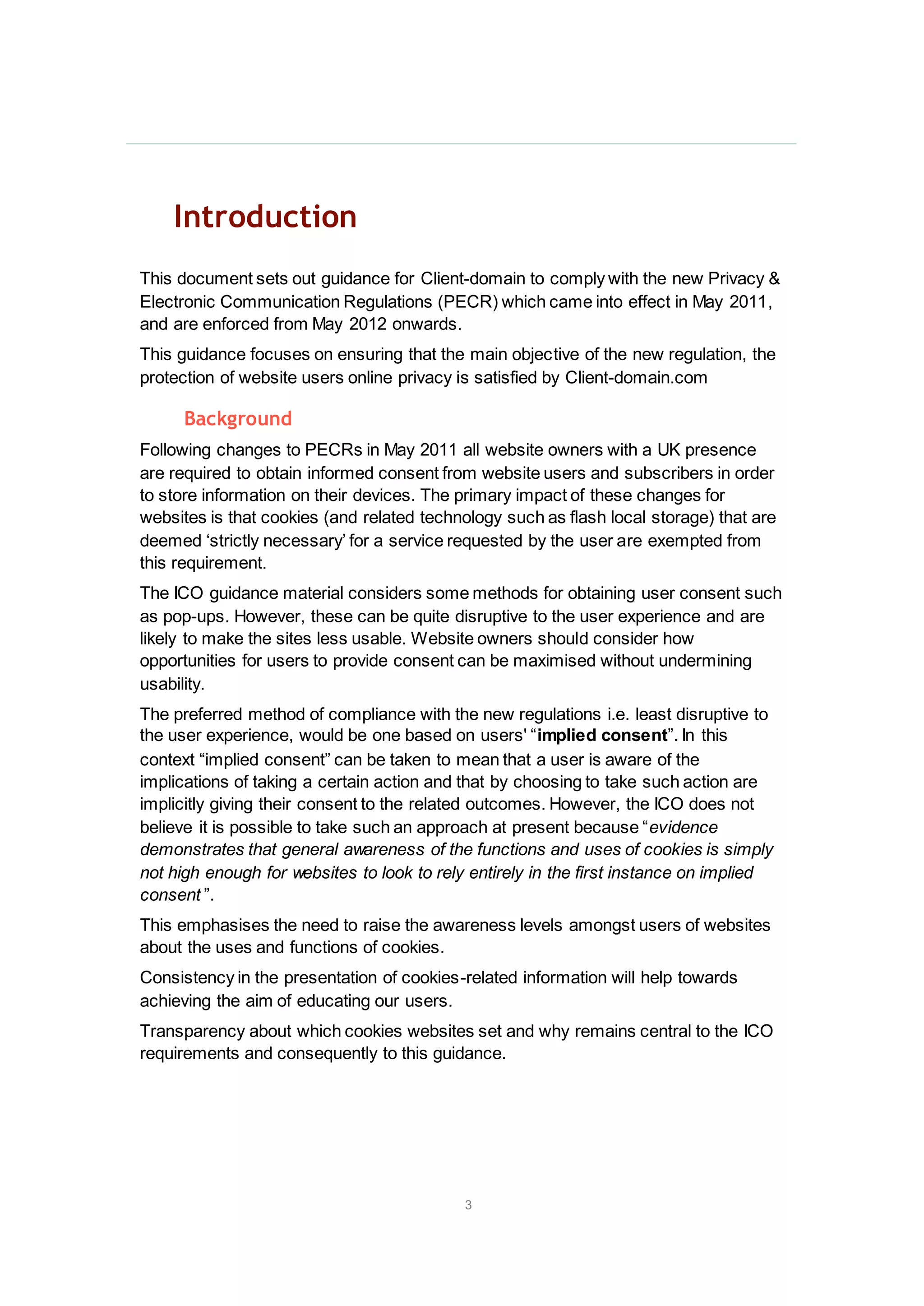 Example cookie compliance audit | DOCX