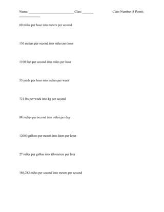 Unit Conversion Worksheet | DOC