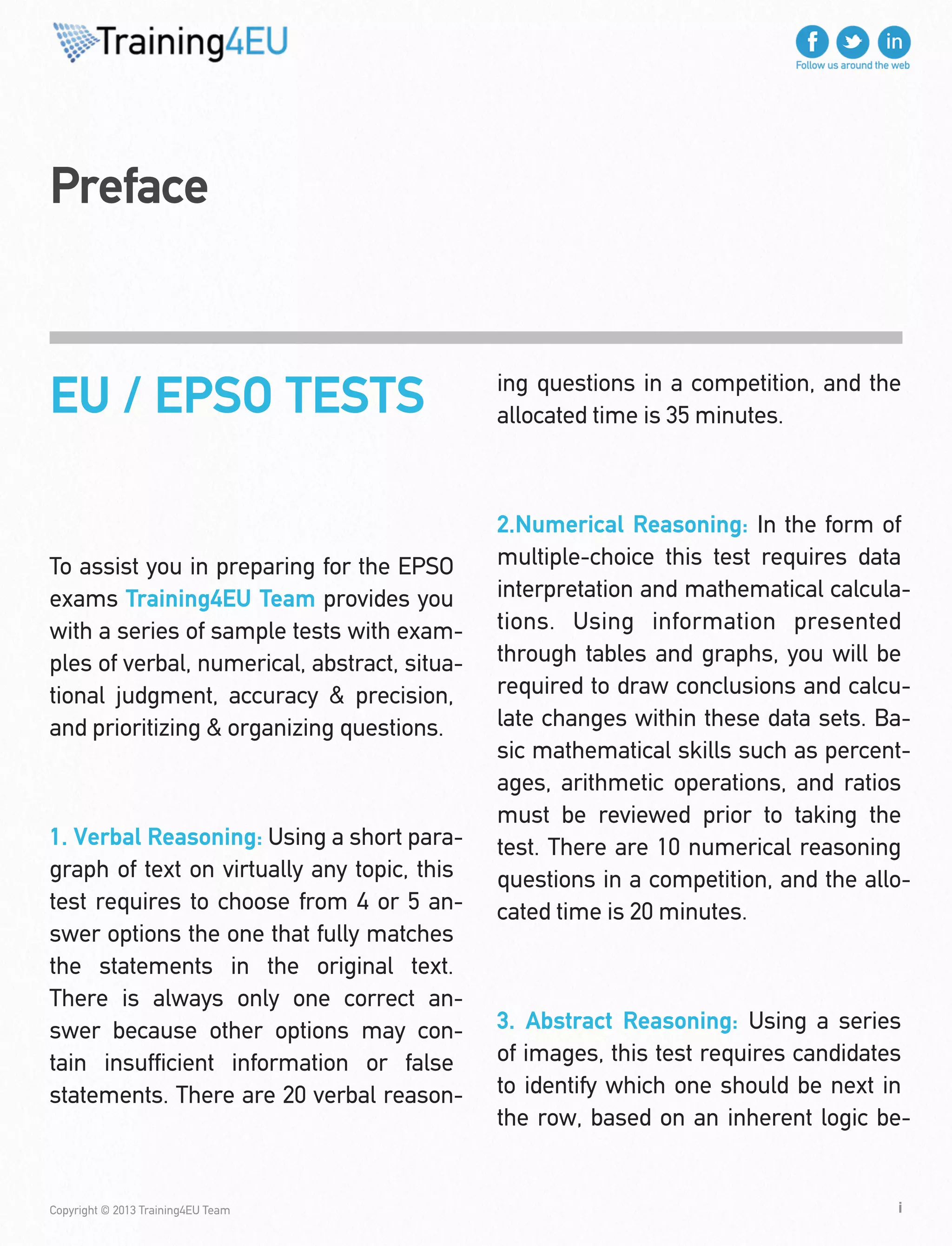 Verbal Reasoning Sample Tests EU EPSO Volume 01 | PDF