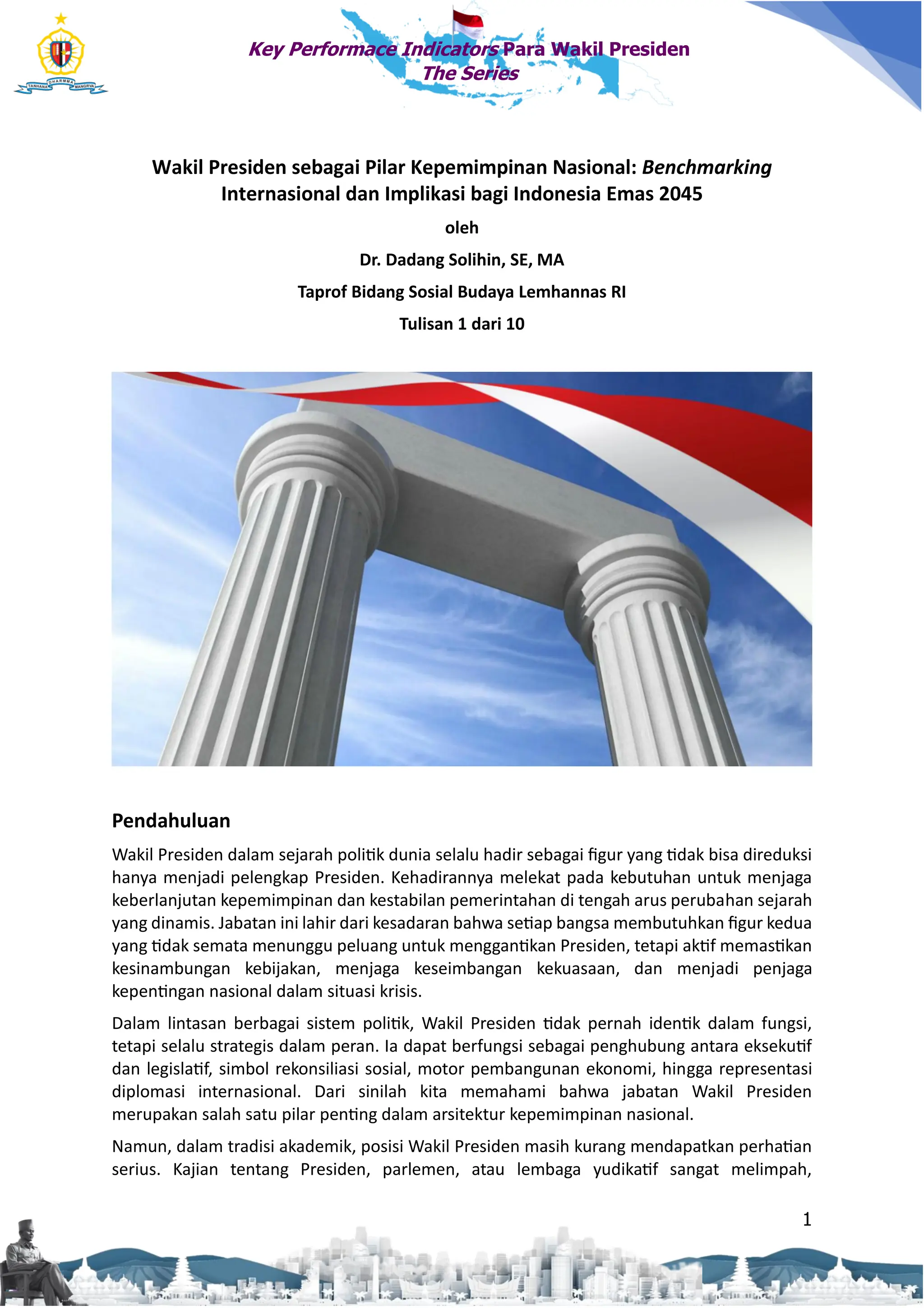 Wakil Presiden sebagai Pilar Kepemimpinan Nasional: Benchmarking ...