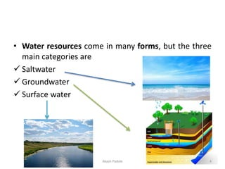 01 Water Resources, Water supply and Distribution system of water | PPTX