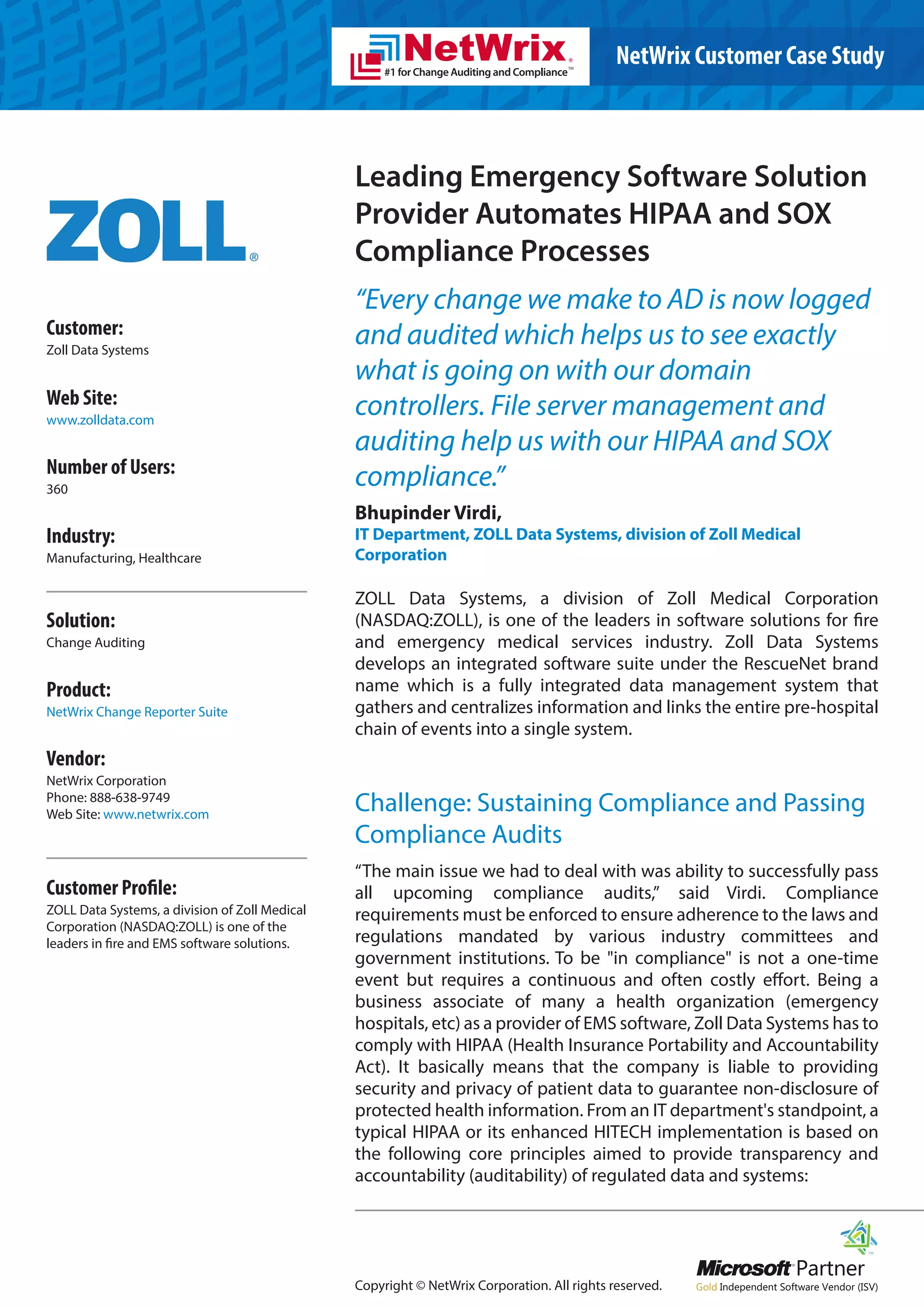 Leading Emergency Software Solution Provider Automates HIPAA and SOX ...