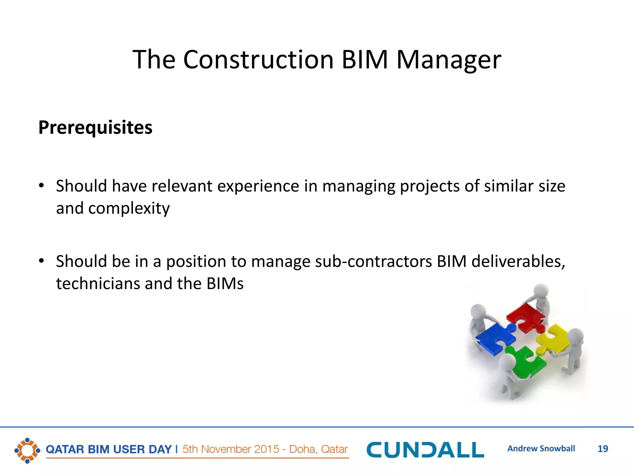 5th Qatar BIM User Day, Defining the role of the BIM Manager | PDF