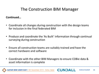 5th Qatar BIM User Day, Defining the role of the BIM Manager | PDF