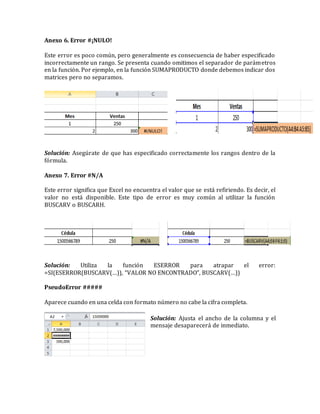 Errores en excel | DOCX