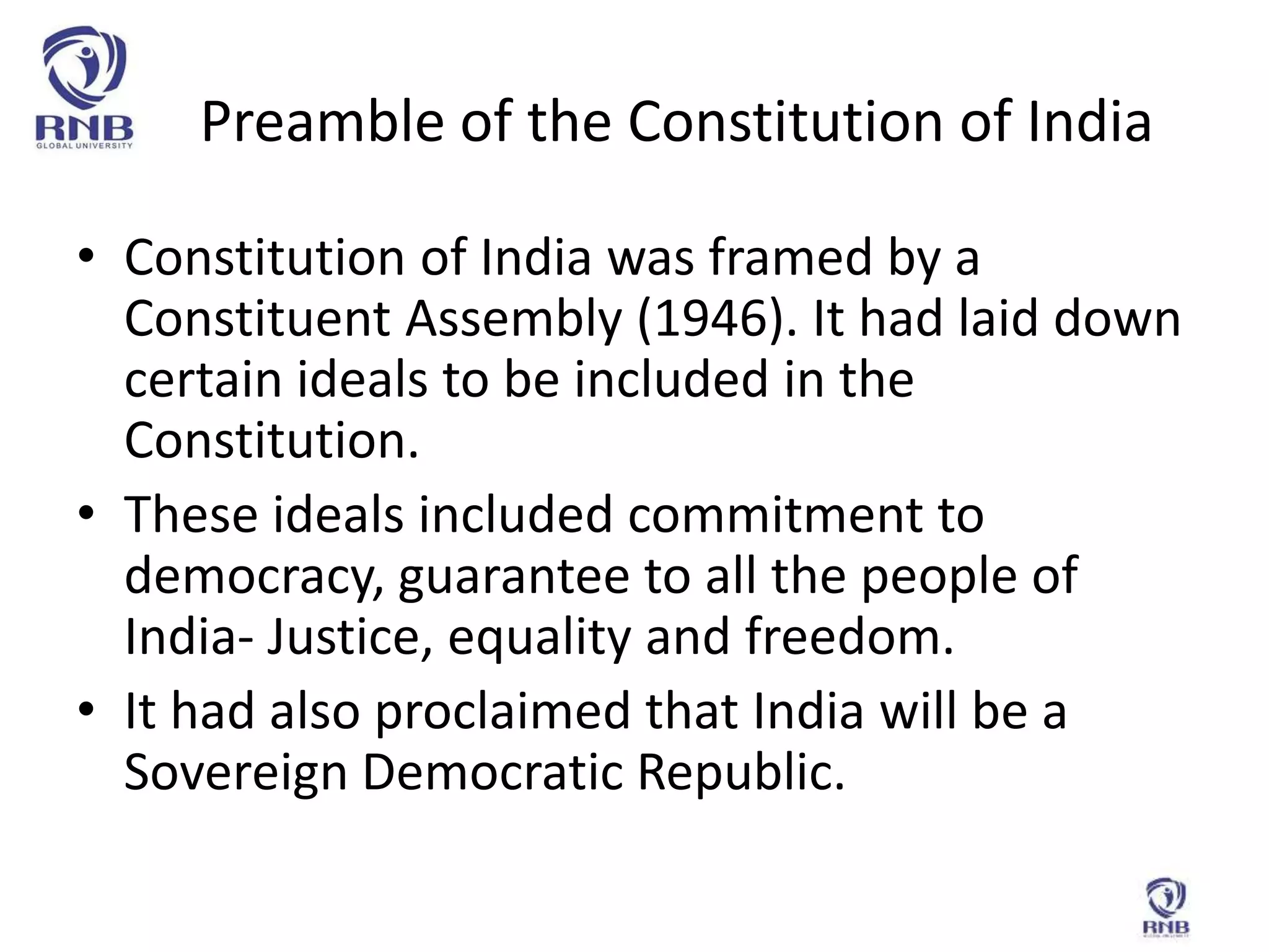 02 08-2018 unit-2 BBAThe constitution of india preamble | PPTX