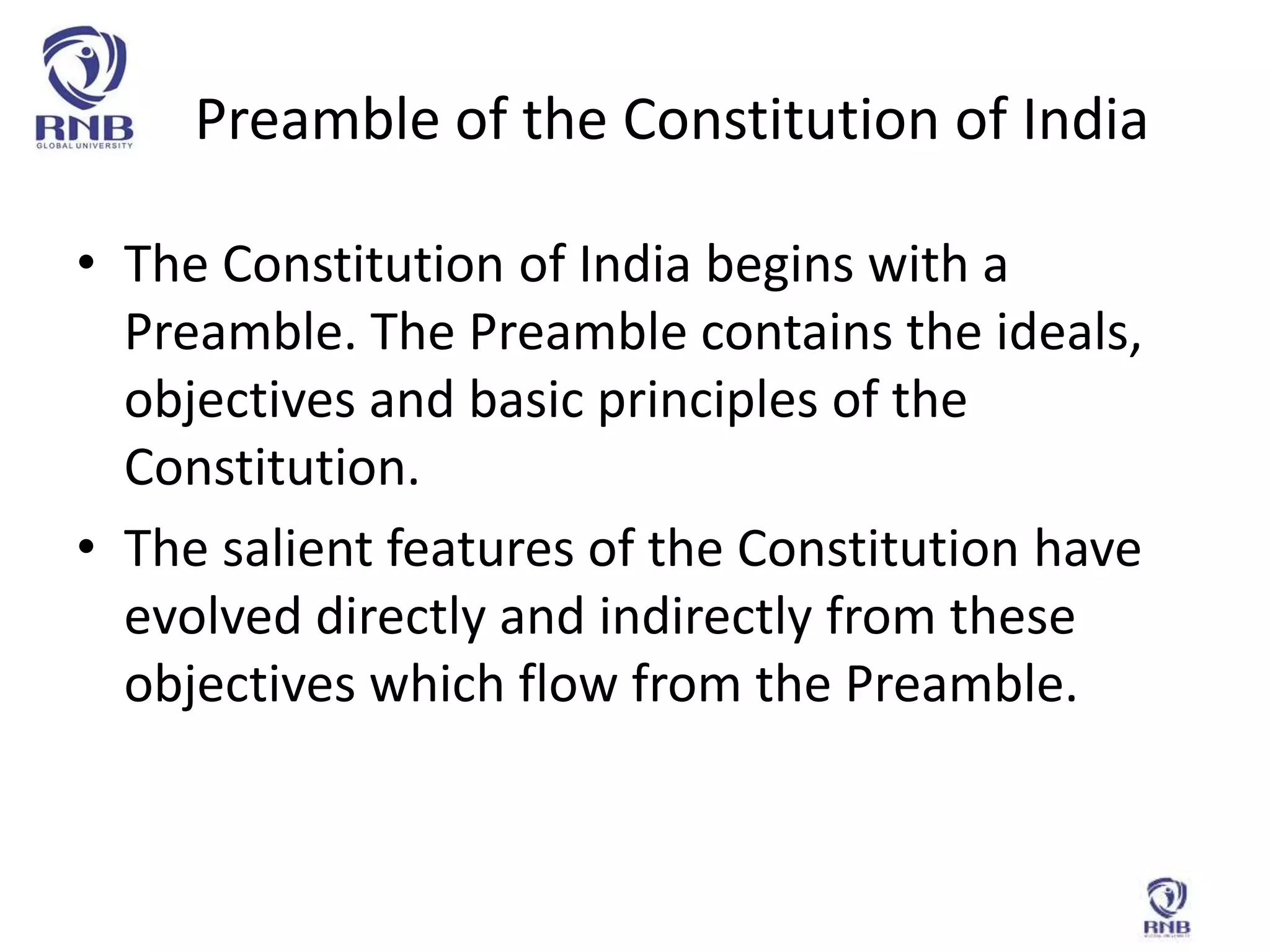 02 08-2018 unit-2 BBAThe constitution of india preamble | PPTX