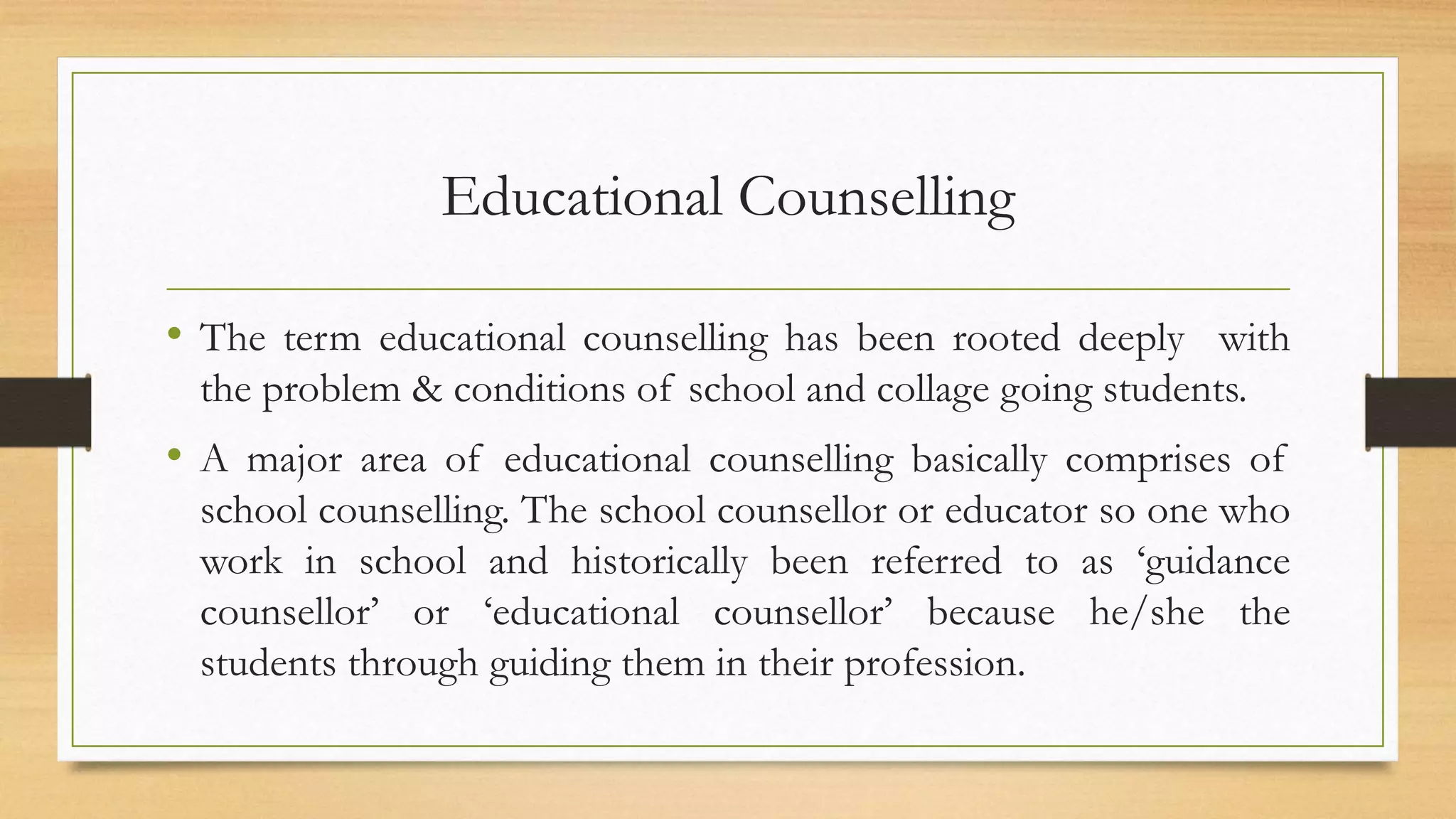 ROLE OF COUNSELING IN EDUCATION | PPTX