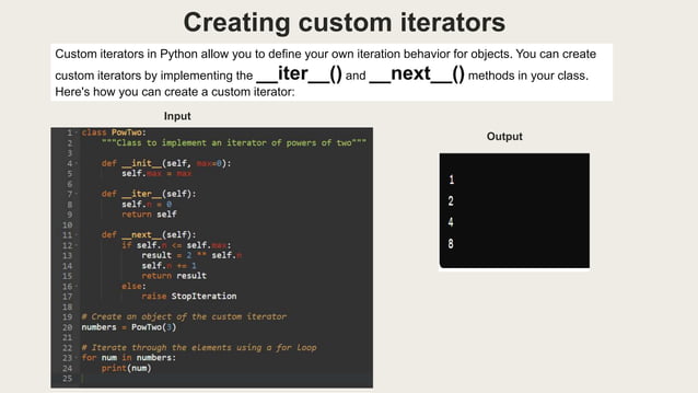examples of iterators in python for university level | PPT