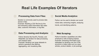 examples of iterators in python for university level | PPT