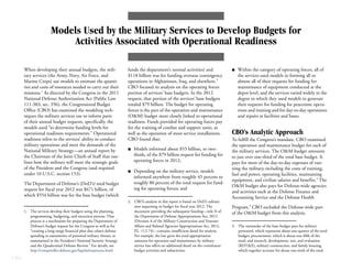 Models Used by the Military Services to Develop Budgets for Activities ...